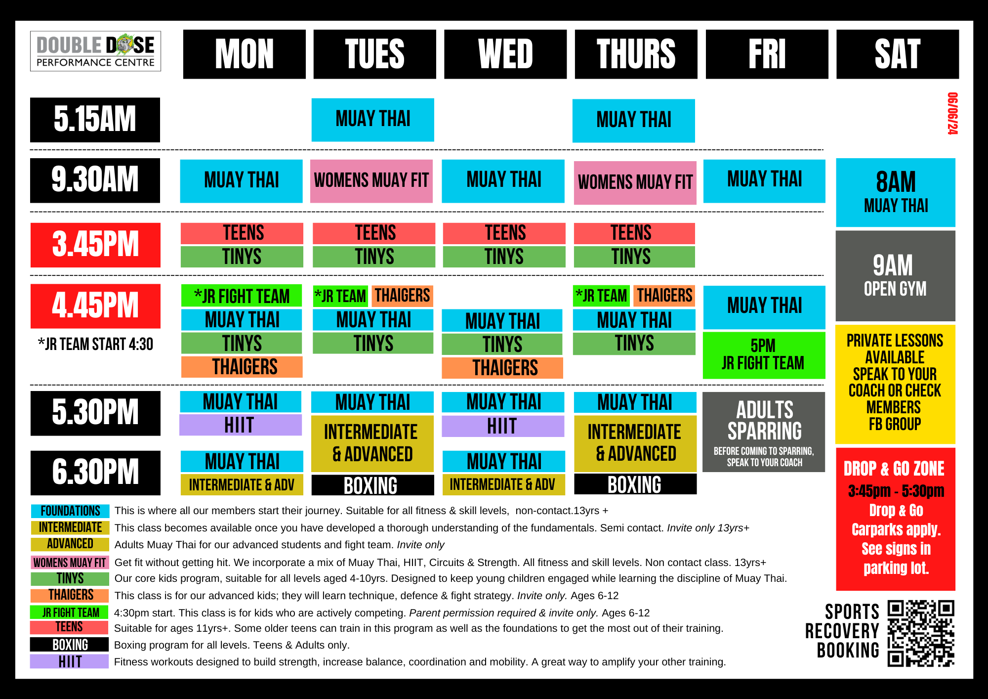 Timetable – Double Dose Performance Centre