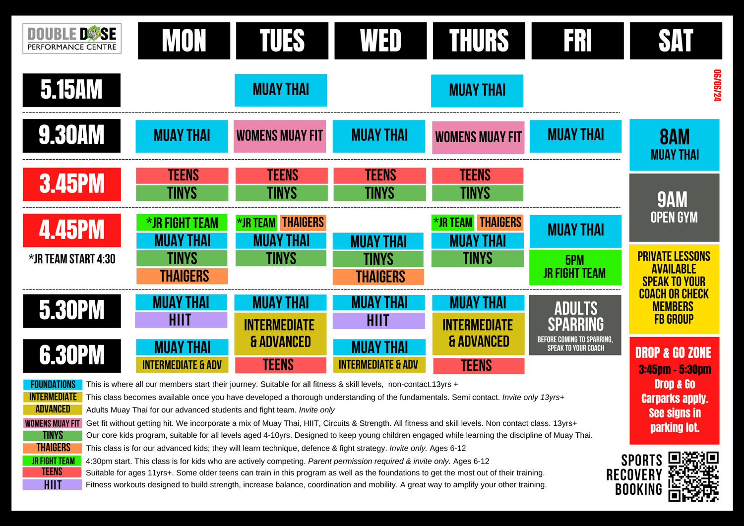 Timetable – Double Dose Performance Centre