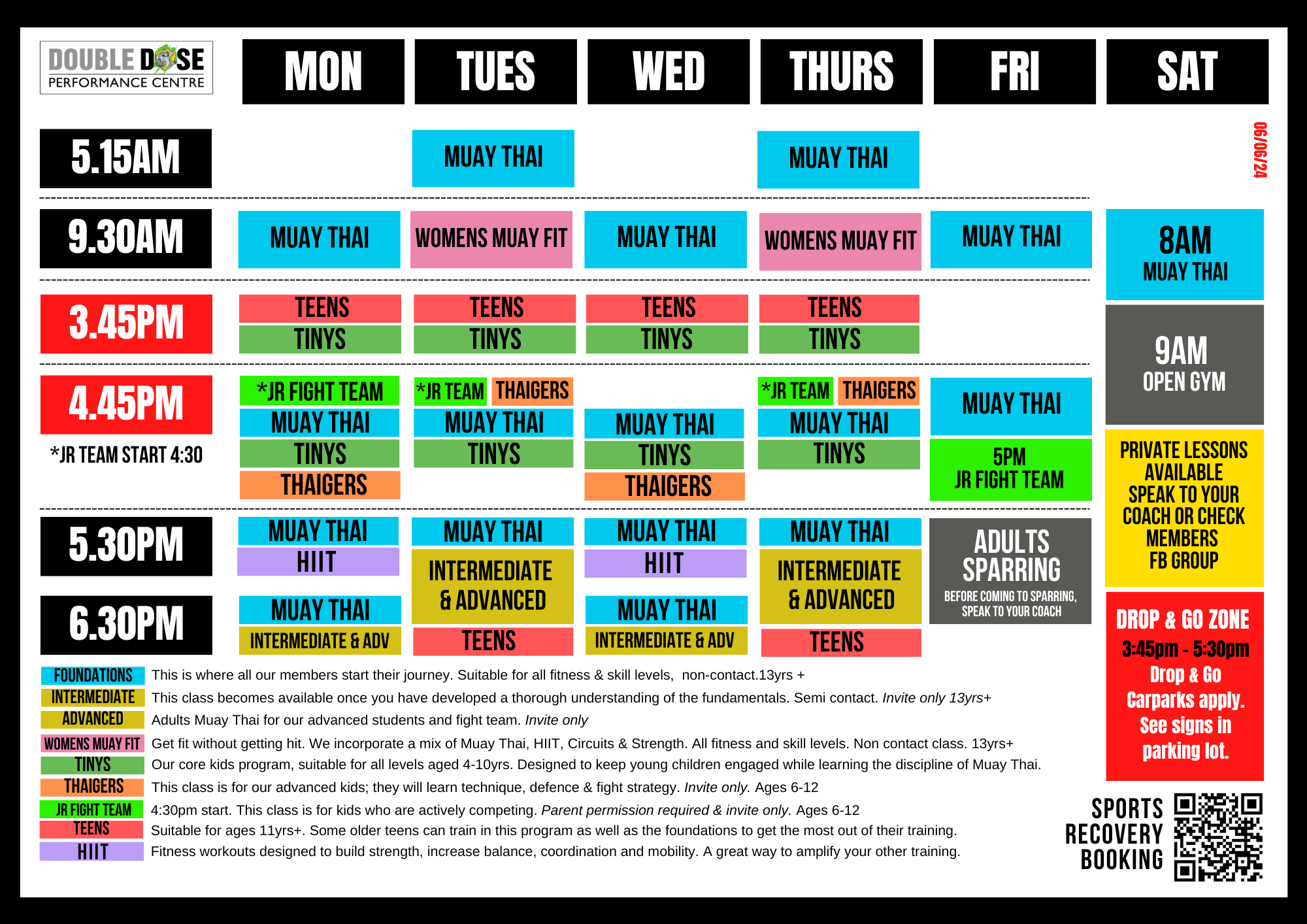 Timetable – Double Dose Performance Centre